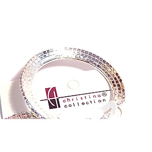 Large Crystal Iridescent Rhinestone Hoop Earrings 2.5 Inch ABS Rhodium Crystal Hoop Earrings