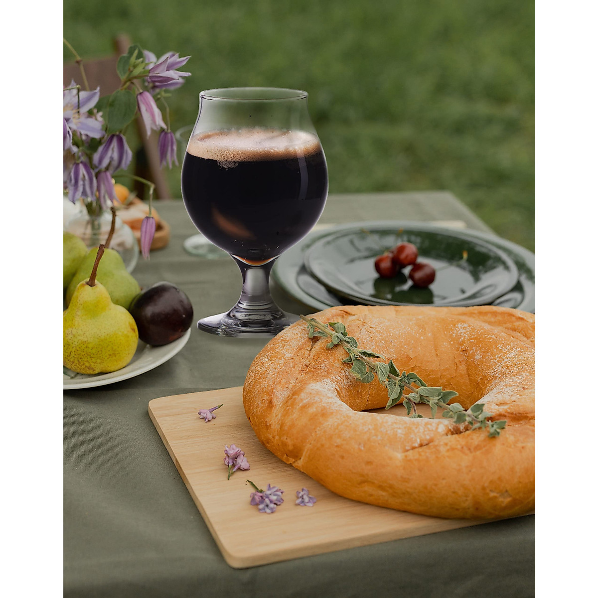 2 Beer Glasses Belgian Style Stemmed Tulip - 16 oz Lambic Ale Dark Beer Glass - set of 2 w/coasters - Classic Premium Glassware - Birthday Housewarming Bachelor party gift for men idea