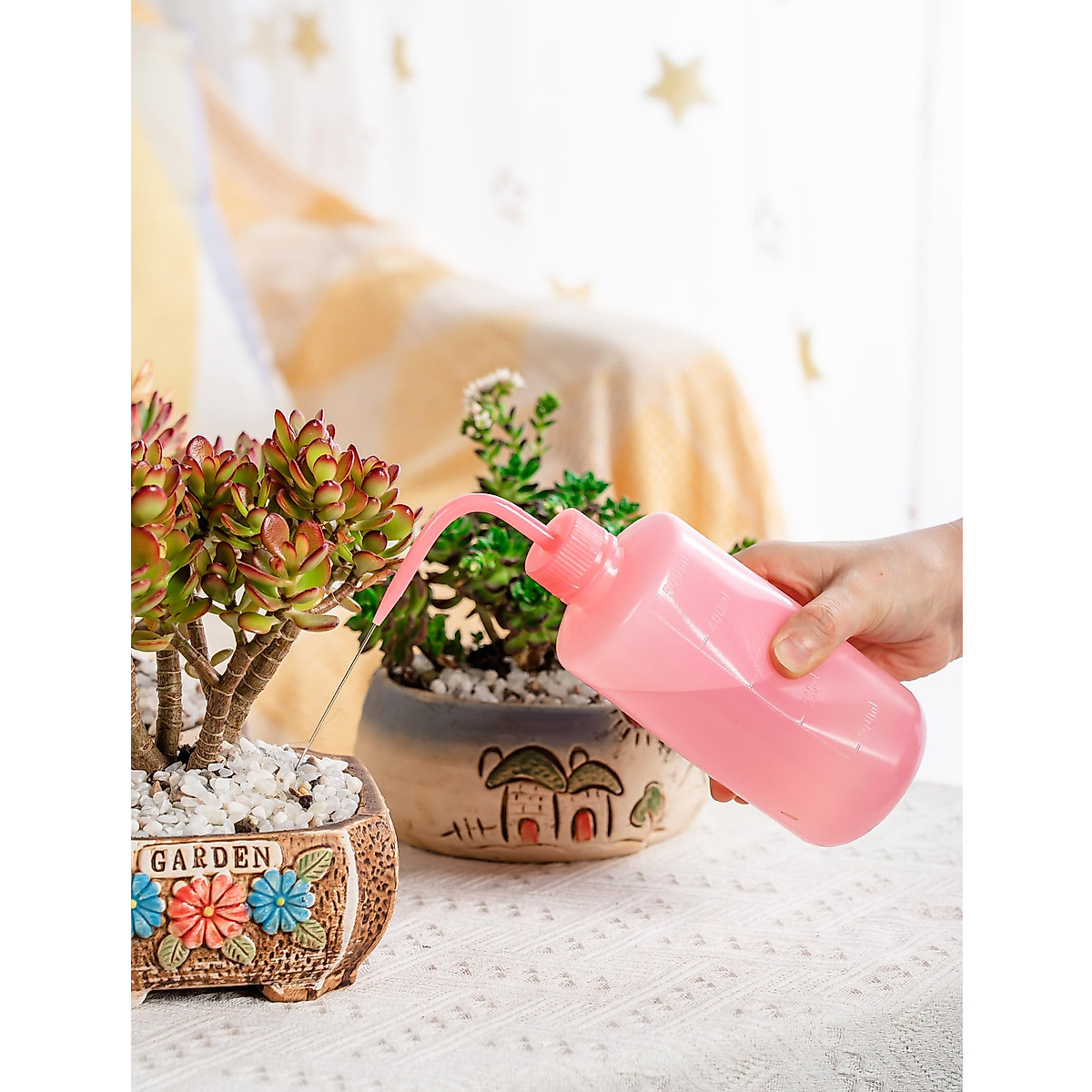 Melphoe 2Pcs 250ml 500ml Tattoo Wash Bottle, Plastic Squeeze Medical Lab Washing Bottle, Succulent Watering Can, Lash Water Bottle, 750ml, Pink