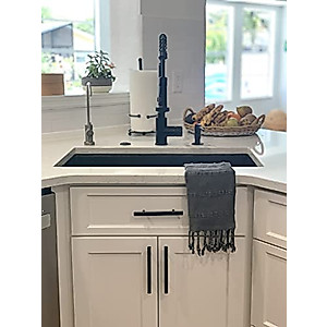 Luxury Cotton Turkish Hand Towel, Decorative Kitchen Towels Farmhouse, Black Hand Towels for Bathroom, Soft&Absorbent Hand Towels for Head Face Guest Tea Dishcloth Gym Spa - Charcoal Gray/Black