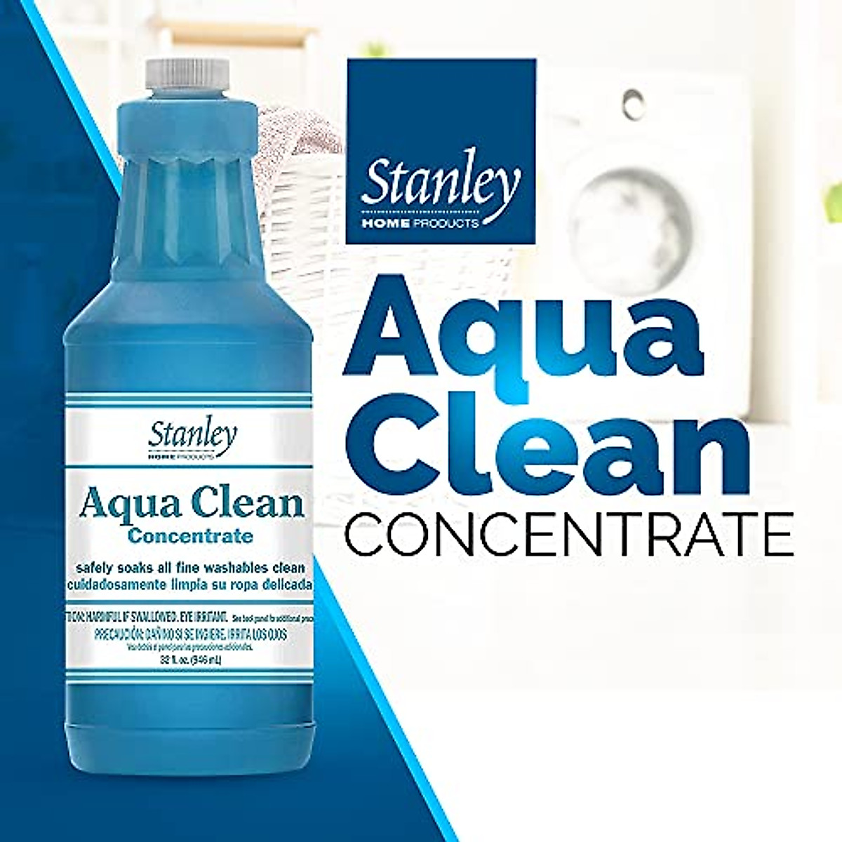 Stanley Home Products Aqua Clean Concentrate - Delicate Laundry Detergent - Gentle Formula Effectively Cleans Tough Stains in Minutes Protects Fine Wool Knits and Other Fabrics Wash Up to 64 Loads
