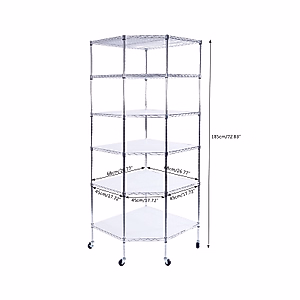 6-Tier Corner Rack Shelf on Wheels | Metal Shelving Unit with Wheels | Chrome-Plated Storage Organizer for Living Room, Bathroom, Kitchen (26.77" x 70.87")