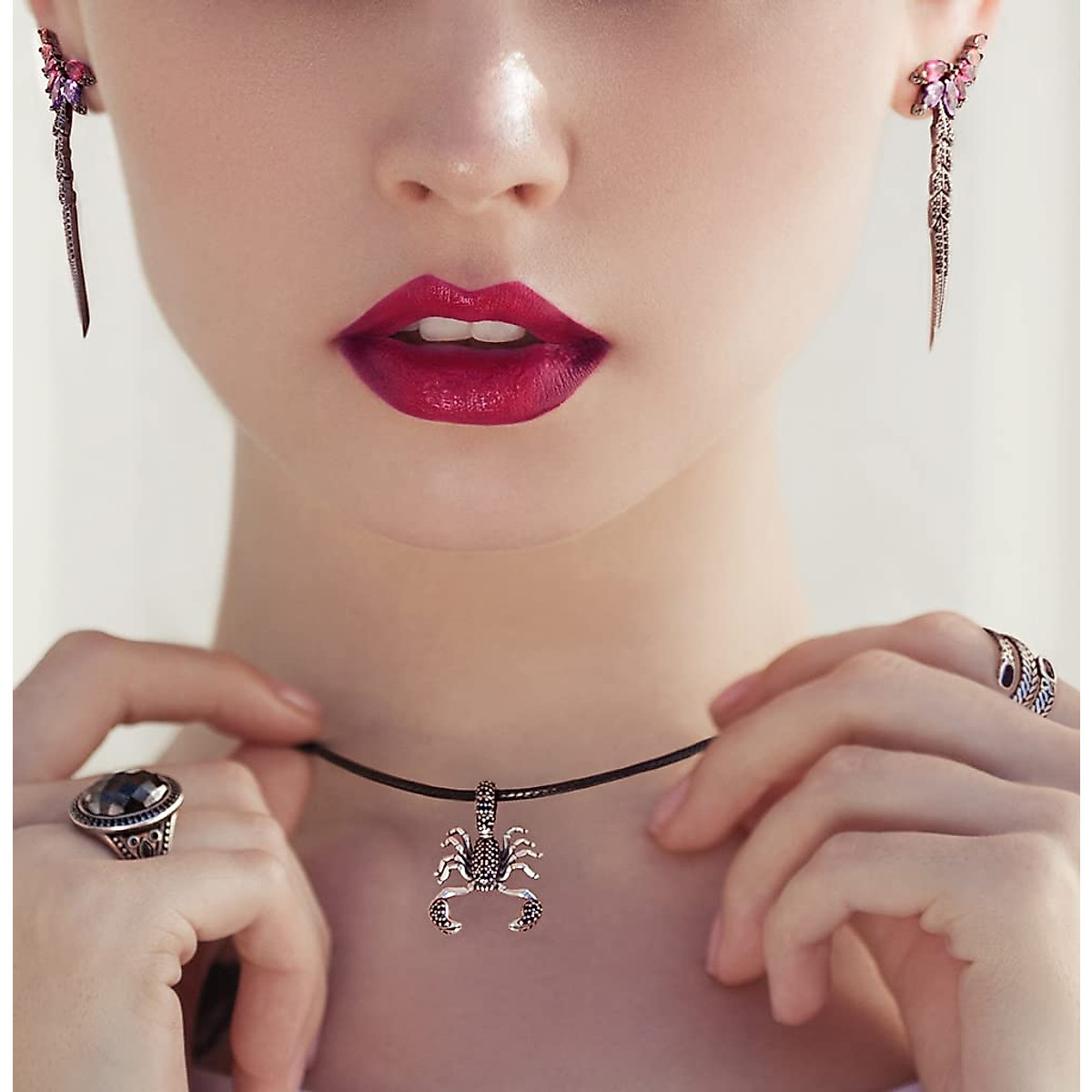 925 Sterling Silver Scorpion Dragon Pendant Necklace with Black Cubic Zirconia Scorpio Zodiac Constellation Charm Pendant Jewelry Gift for Women Men (Scorpion)