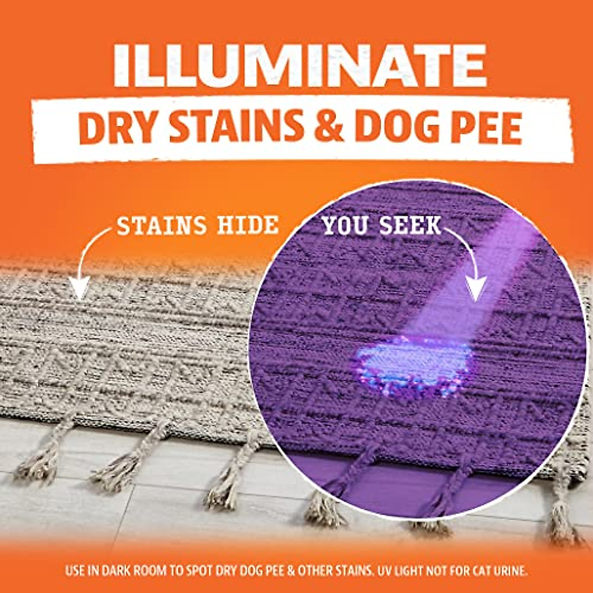 ANGRY ORANGE UV Flashlight - LED Black Light Detector for Dry Dog Urine - Flashlights Make Stains Glow in The Dark with Ultraviolet Blacklight