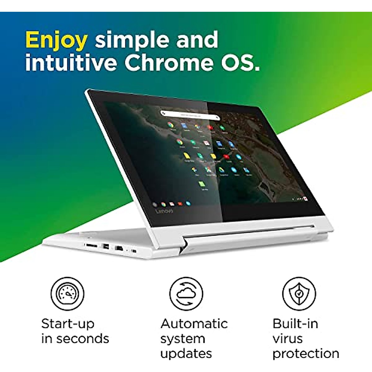 Flagship Lenovo Chromebook Flex 3 2 in 1 Touchscreen Laptop Computer, 11.6-Inch HD (1366 x 768) IPS Display, MediaTek MT8173C Processor, 4GB LPDDR3, 64 GB eMMC, Chrome OS, Blizzard White