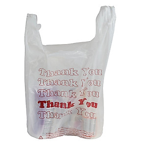 SSWBasics White Thank You Bags Case of 500-11 ½” x 6" x 21" - Thickness .48mil HDPE- Standard Supermarket Size, Perfect for Grocery, Retail, Convenience Stores, Take-Out and Home Use