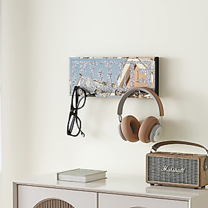 SHYFOY Crystal Clear Hooks Key Holder Key Hanger, Sparkly Mirrored Home Letters Plaque Sign for Wall Decor, Silver Mirror Decoration Wall Art, Wall Mounted Home Decor