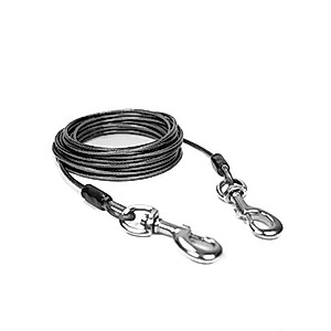 Mighty Paw Cable Tie Out for Dogs | 30’ Braided Steel Black Tieout. Chew Proof Lead for All Sized Pets. Great for Yard, Camping, and Outdoors. an Off-Leash Feel with Total Control (1/8", Up to 60lbs)