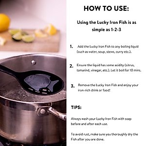 Lucky Iron Fish Ⓡ A Natural Source of Iron - The Original Cooking Tool to Add Iron to Liquid-Based Meals, Reduce Iron Deficiency Risks - an Iron Supplement Alternative, Ideal for Menstruators & Vegans