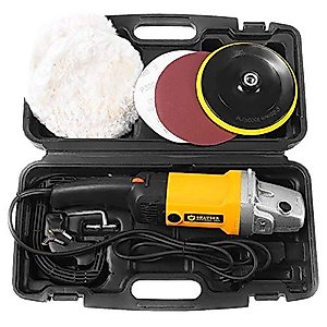 Goplus Electric Car Polisher Variable 6-Speed Rotary Polisher 7" Buffer Sander w/Bonnet Pad, 10Amp, 600-3,100RPM