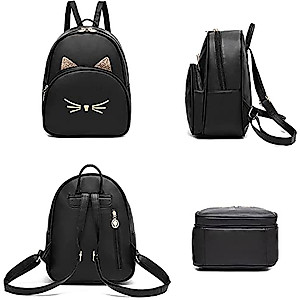 ARDIKAMA Mini Backpack Purse for Girls Teens Women Small Fashion Backpack PU Leather Shoulder Backpacks with Cat Print Pearlescent Violet