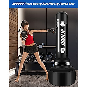 JUOIFIP Freestanding Punching Bags for Adults - 69" Heavy Bag with Stand Men Standing Boxing Inflatable Kickboxing Training MMA Muay Thai Fitness