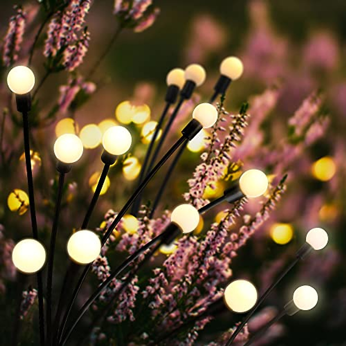 QRBSI 2 Pack Solar Powered Firefly Lights, Solar Garden Lights - Swaying & Waterproof Outdoor Garden Decorations - High Flexibility & Heavy Bulb Base - Perfect for Pathways, Patios, and Landscapes