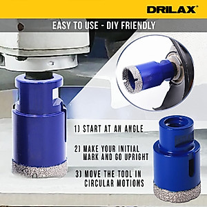 1-1/2 inch Diamond Hole Saw for Angle Grinders Masonry Concrete Granite Quartz Porcelain Ceramic Tile Hole Saw Brick 5/8"-11 Threaded Connection Heavy Duty Diamond Core Hole Saw Dry