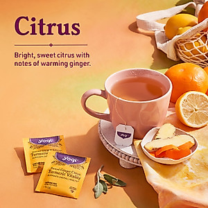 Yogi Tea Sweet Ginger Citrus Turmeric Vitality Tea - 16 Tea Bags per Pack (4 Packs) - Organic Ginger Turmeric Tea - Supports Well-being - Includes Turmeric Root, Ginger Root, Cinnamon Bark & More