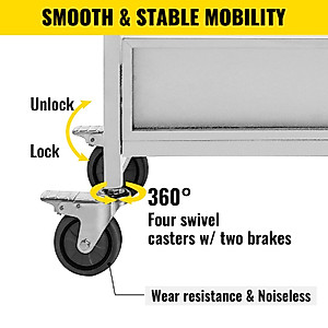 VEVOR Book Cart, 200LBS Library Cart, 49.2''x29.5''x13.8'' Rolling Book Cart, Single Sided V-Shaped Sloped Shelves with 4 Inch Lockable Wheels for Home Shelves Office School Book Truck, White
