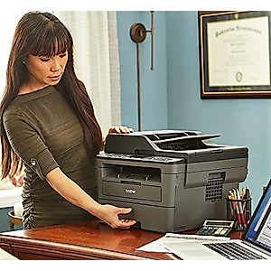 Brother MFC L26 Series All-in-One Laser Printer, Print, Copy, Scan, Fax - 26 ppm, 2400 x 600 dpi, 250 Sheets, Wireless, Mobile Printing, Auto 2-Sided Printing, with MTC Printer Cable