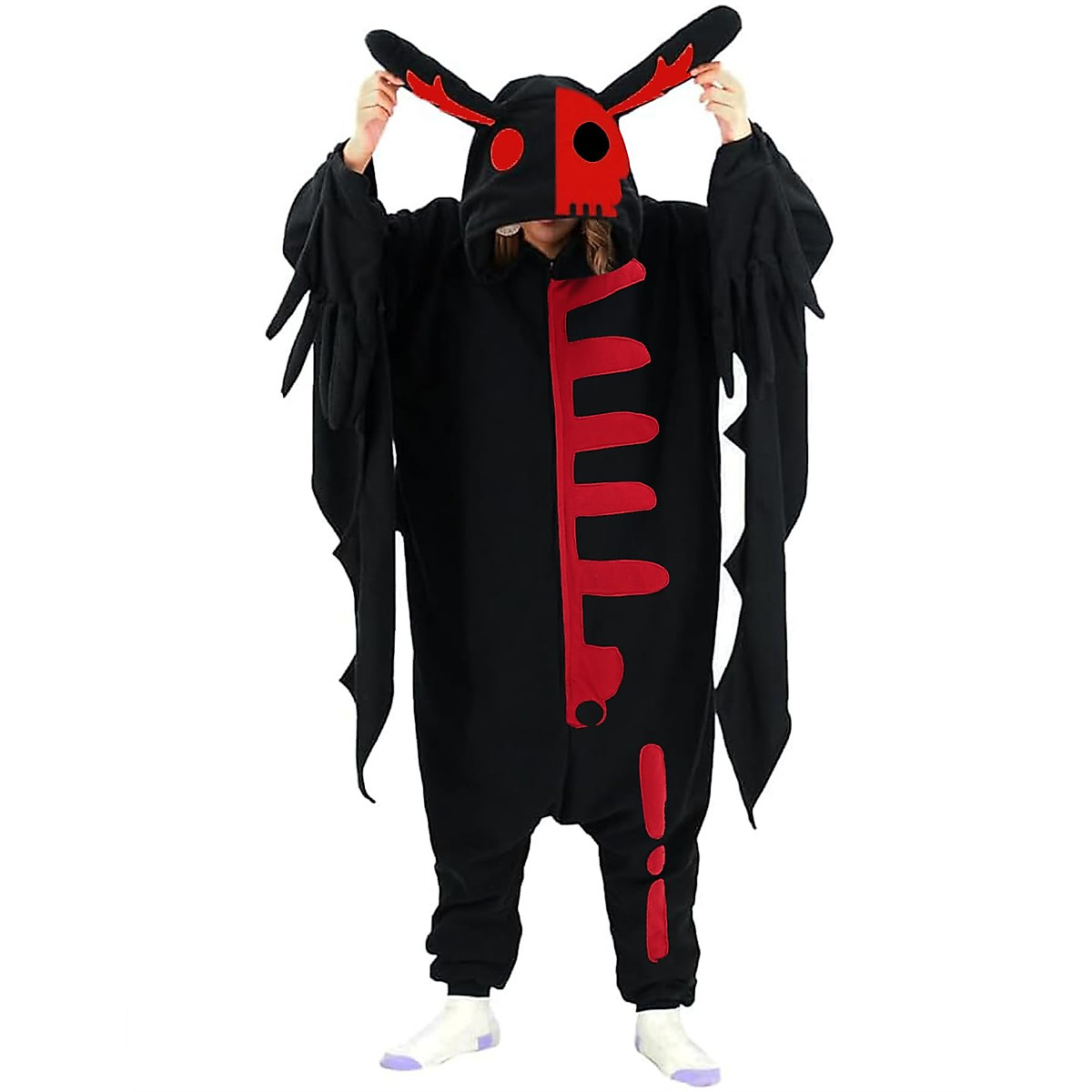 Mothman Halloween Onesie Adult Pajamas Cosplay Animal Homewear Sleepwear Jumpsuit Costume for Women Men
