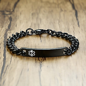 VNOX Just Throw me in The Trash Mens Womens 8MM Stainless Steel ID Tag Medical Alert Emergency Bracelet,8 inches,1 Piece