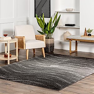 nuLOOM 2' x 3' Performance Indoor Area Rug, Non-Shed, Power Loomed High-Traffic Area Rug for Living Room, Bedroom, Home, Julene Charcoal