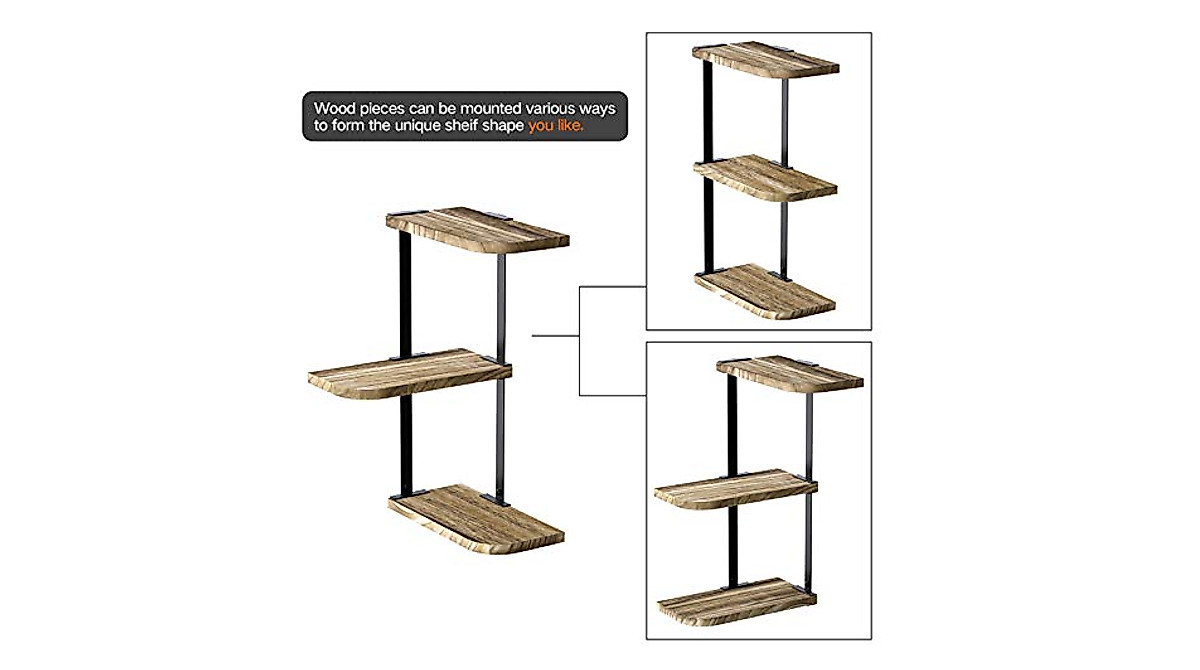 Love-KANKEI 3-Tier Rustic Corner Shelf - Space Saver