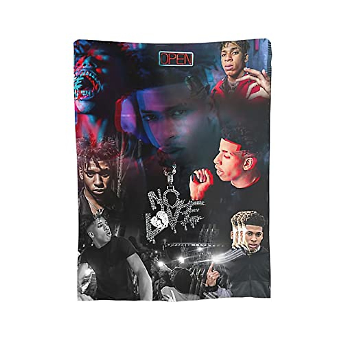 Nle Rapper Choppa Music Collage Throw Blanket Packable Classic Lightweight Blankets Decor for Bed Couch Living Room Travel Outdoor 80"X60"