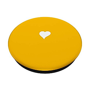 Cute Hand Drawn White Heart - Yellow Minimalist Love symbol PopSockets PopGrip: Swappable Grip for Phones & Tablets