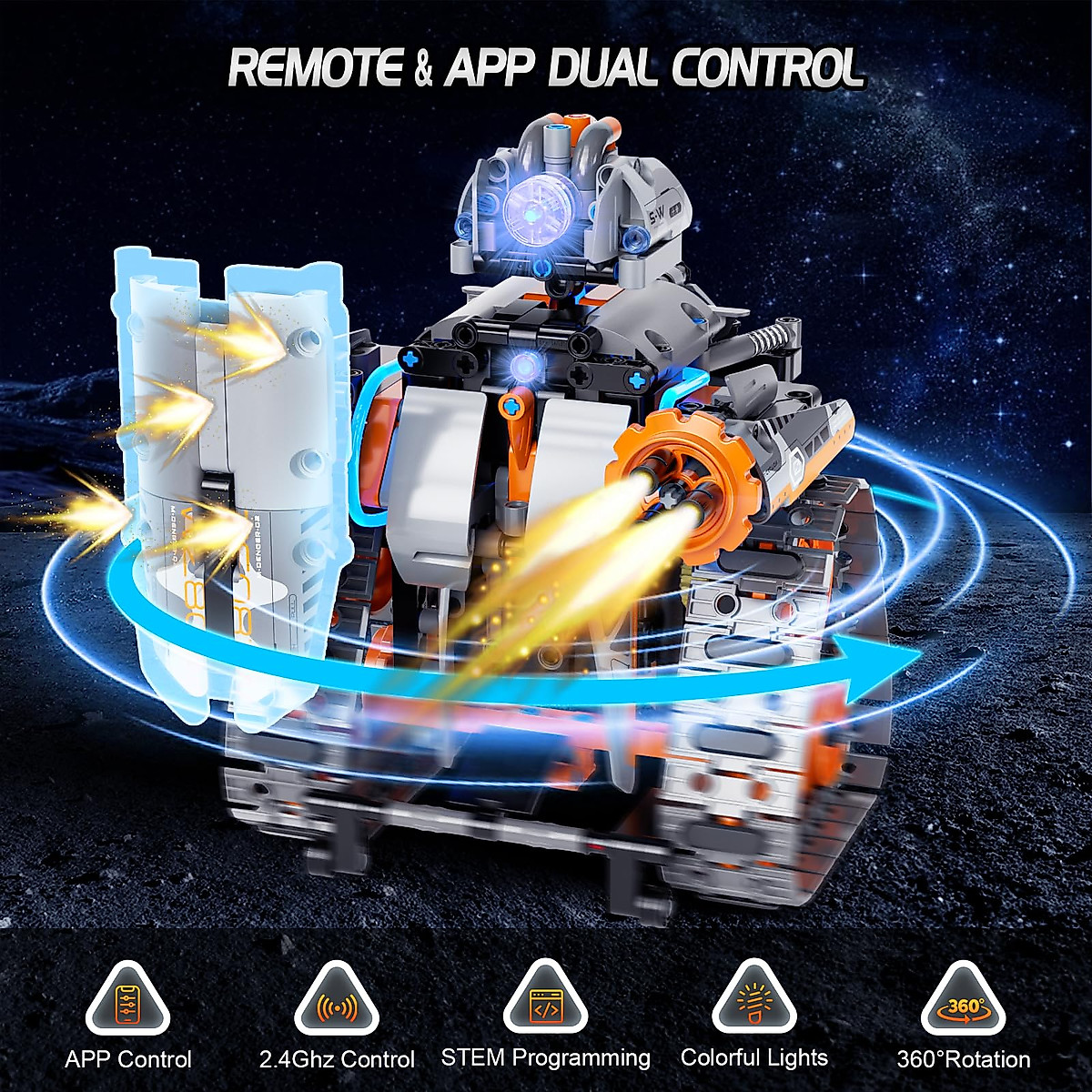 28°C 5-in-1 STEM Building Set Toys for Kids Remote & App Controlled Construction Robot/Car/Tank/Bulldozer/Tracked Racer Coding Kit for Boys Girls Age 6 7 8-12+ Year Old (552 Pcs)