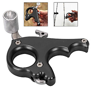 Zerone Archery Release Aids, 3 Finger Grip Thumb Caliper,Aluminum Alloy Bow Hinge Release for Compound Bow(Black)