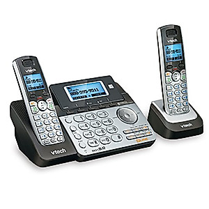 VTech DS6151-2 2 Handset 2-Line Cordless Phone System for Home or Small Business with Digital Answering System & Mailbox on each line, Silver