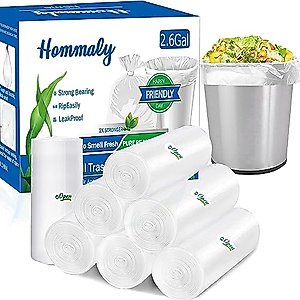 2.6 Gallon 350pcs Clear small Trash Bags Strong Clear Garbage Bags, Bathroom mini Trash Can Bin Liners,Plastic Bags for home waste basket liner, fit 10 Liter, 0.8,1,1.2,1.5,2,2.6,3Gal（Clear 350)