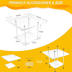 Clear Acrylic Dessert Table Display Set, Cupcake Stand Dessert Stands Buffet Risers for Cupcakes Dessert Pastry Food Treat Tier Serving Tray Stand for Wedding Birthday Party Baby Shower (Square)