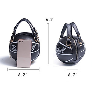 SUKUTU Basketball Shaped Crossbody Bag Purse Women Messenger Tote Handbag Mini PU Round Shoulder Bag for Girls