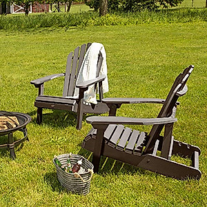 highwood Hamilton Folding and Reclining Adirondack Chairs, 2-Piece Set, Weathered Acorn