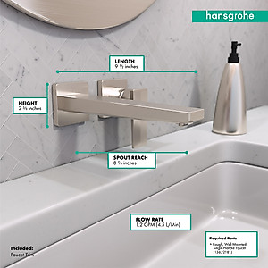 hansgrohe Metropol Modern Low Flow Water Saving 1-Handle 2 5-inch Tall Bathroom Sink Faucet in Brushed Nickel, 32526821