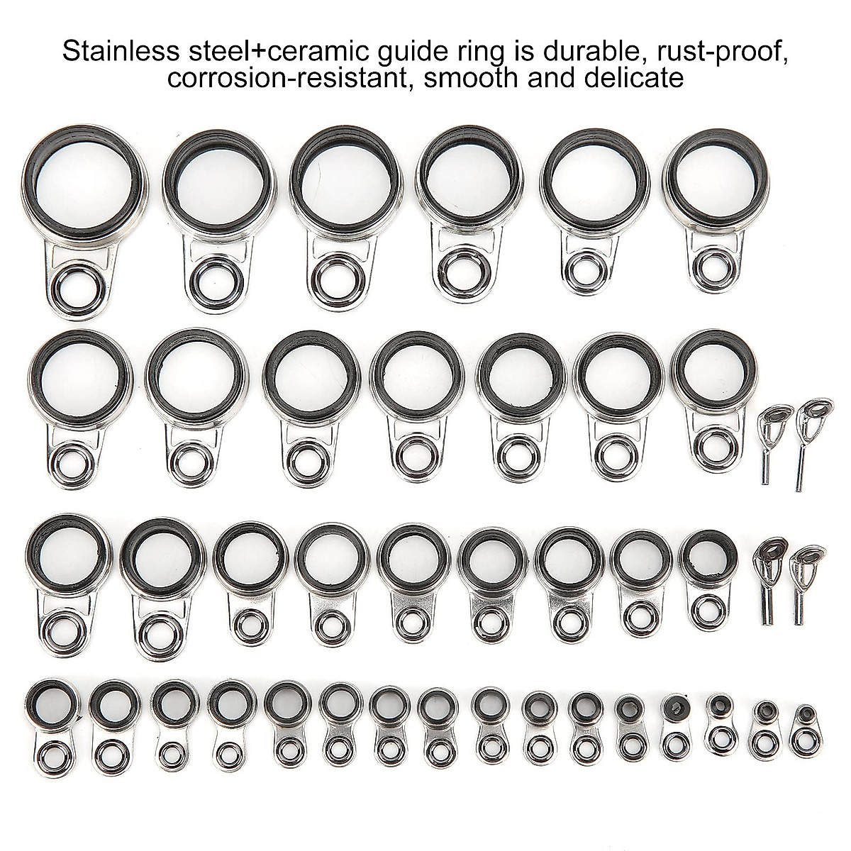 VGEBY Fishing Rod Guides Line Rings 41 in 1 Set Rock Casting Tackle Fishing Rod Guides Line Rings Top Tips