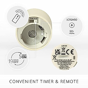 Luminara Moving Flame LED Flameless Tealight (1.4" x 2") Remote Ready Battery Operated Plastic LED Flameless Tea Light - Smooth Matte - Pearl Ivory (4-Pack)