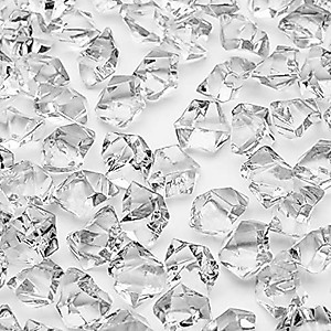 PMLAND 550 Pcs Clear Acrylic Fake Ice Rocks Crystals Gems Cubes Diamonds -3Lbs Bulk Bag for Vase Filler Table Scatter Party Wedding Arts Crafts Decoration