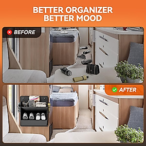 DEYILIAN 2 Pack RV Shoe Storage with Sticky Adhesive Tape, Over the Door Shoe Rack, Wall Hanging Shoe Organizer with Large Deep Pockets for Camper, Narrow Space Saving Closet Organizers - Black