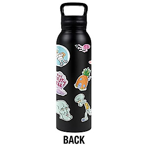 Spongebob OFFICIAL Spongebob And Friends Sticker Collage 24 oz Insulated Canteen Water Bottle, Leak Resistant, Vacuum Insulated Stainless Steel with Loop Cap