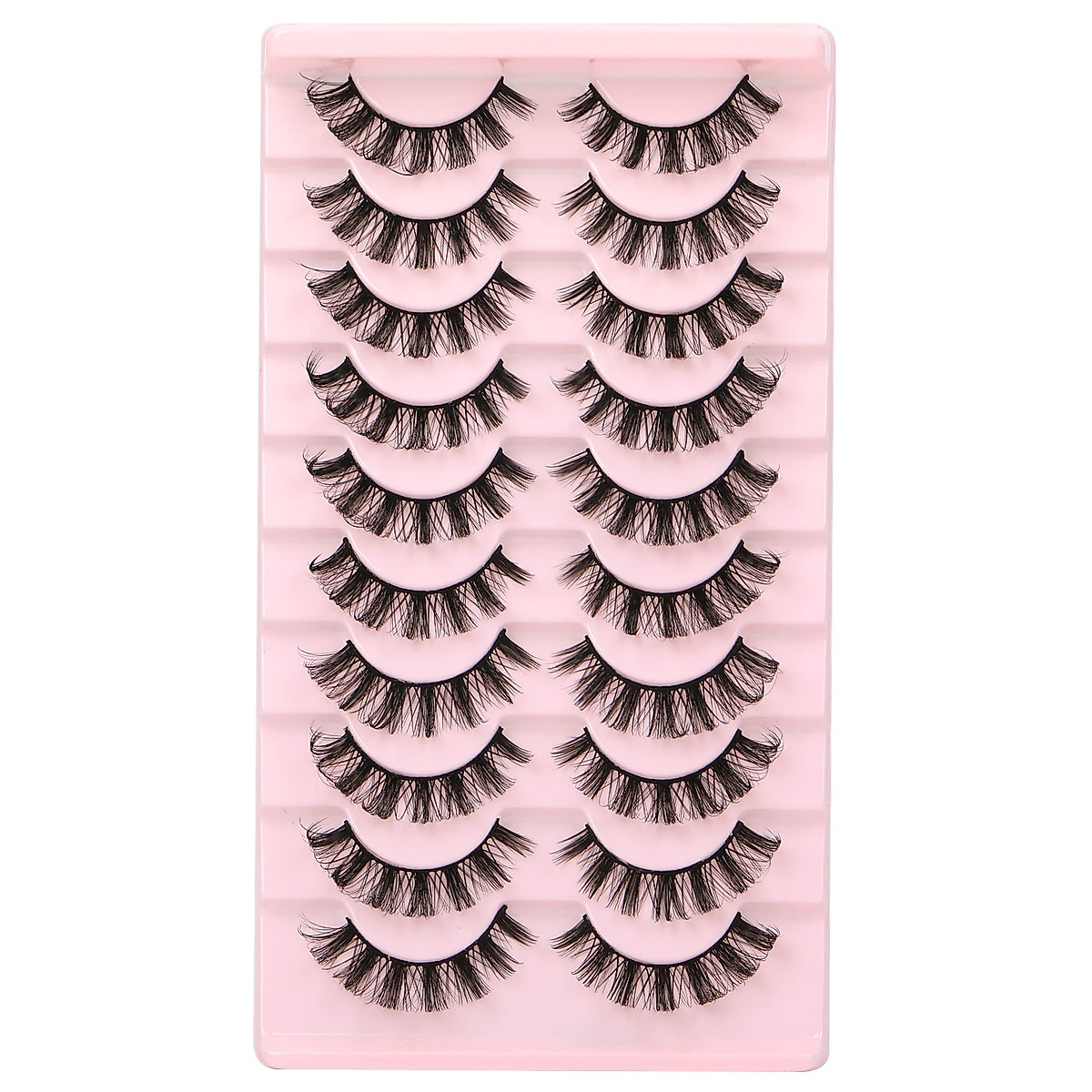 Eyelashes Russian Strip Lashes D Curl Wispy Lashes Natural Look Short 12MM Eye Lashes False Lashes Pack 10 Pairs by ALICE