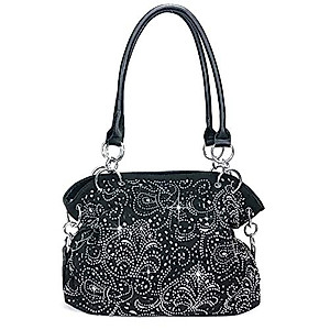 Zzfab Laser Cut Bling Purses Double handle purse Black