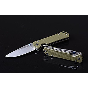 Sanrenmu Land 911 Pocket Knife Folding Knife 12C27 Blade G10 Handle Liner Lock Pocket EDC Knife (Army Green,G10)
