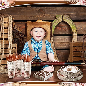 Tanlade 324 Pcs Highland Cow Birthday Decorations Birthday Party Supplies Serves 36 Baby Shower Dinner Plates Disposable Plates Cups and Napkins for Baby Shower Birthday Party Supplies