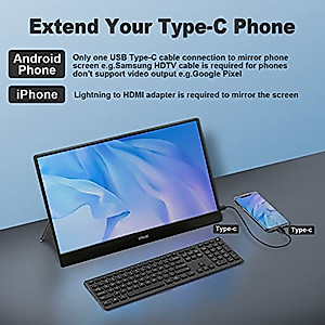 ERKE Portable Monitor USB C Monitor for Laptop 15.6 inch 1080P FHD HDR Computer Second