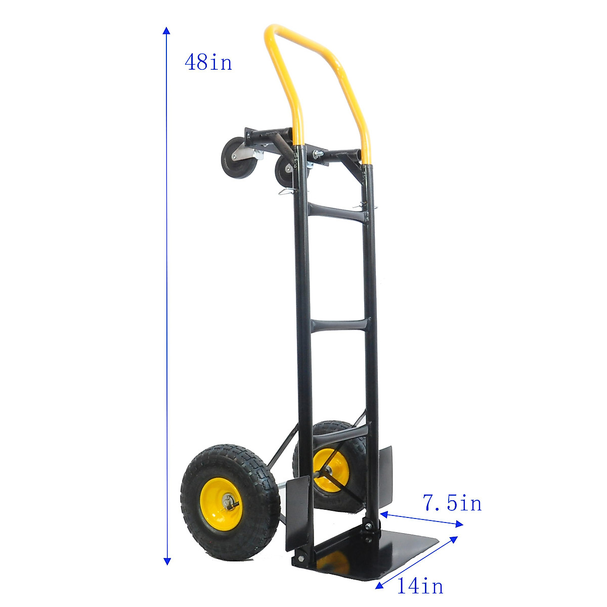 Folding Hand Truck, Transformable Hand Truck, 2 Wheel Dolly Cart and 4 Wheel Push Cart, 330 Lbs Capacity Heavy Duty Platform Cart with Swivel Wheels