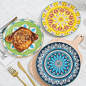 AHX Plate Set 8 Inch - Salad Plates | Dessert Appetizer Plates Colorful - Porcelain Lunch Plates - Set of 6 - Dishwasher and Microwave Safe