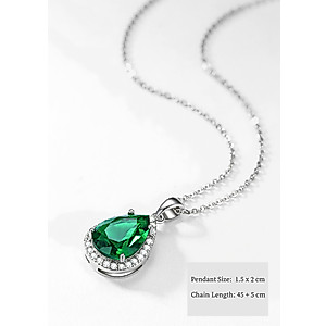 VONSSY Green Pendant Necklace | Waterdrop Oval Teardrop Pendant Necklace | Clover XMAS Tree Pendant Necklace