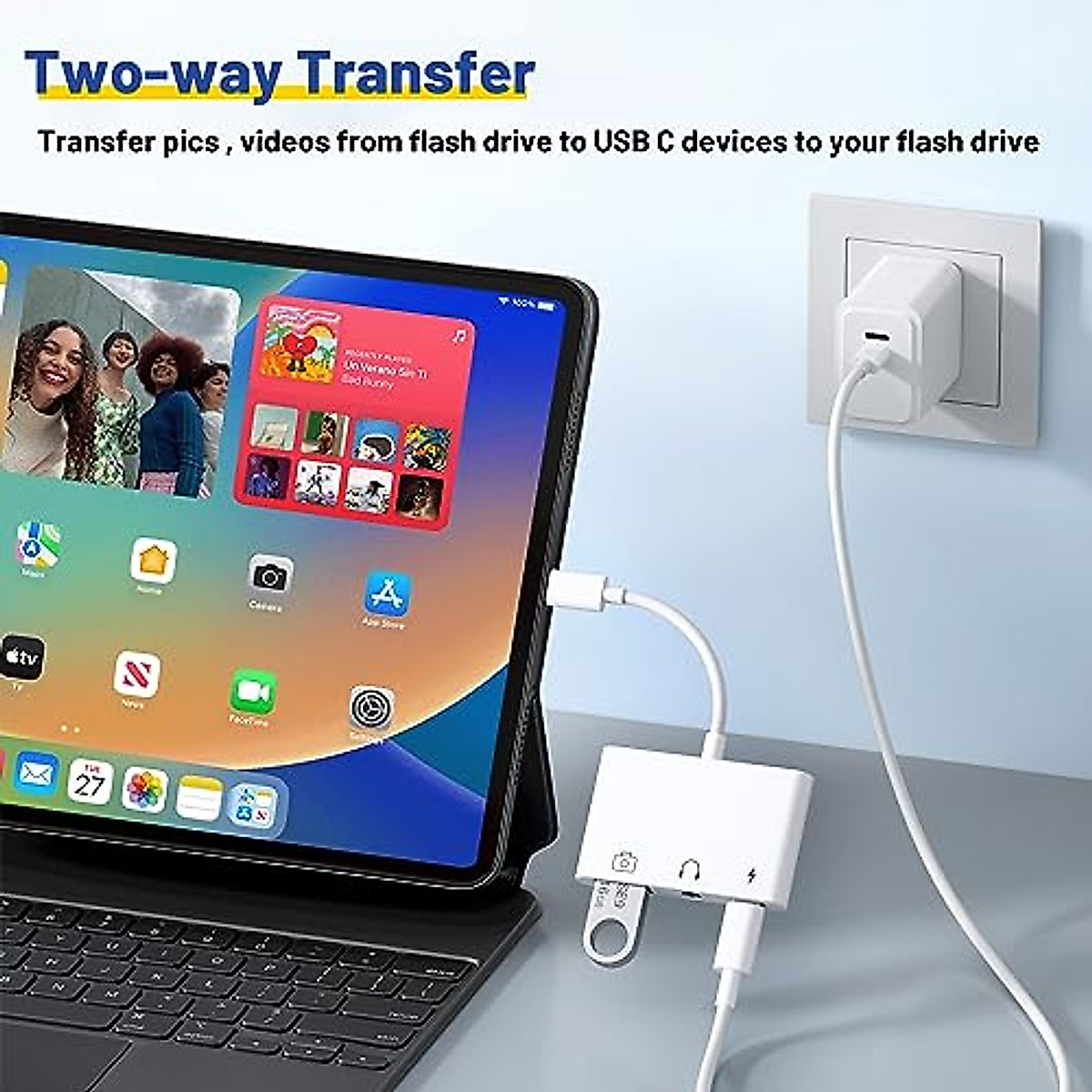 PNBACE USB C to USB Adapter 3 in 1 USB C to 3.5mm Audio Adapter for iPad USB Adapter