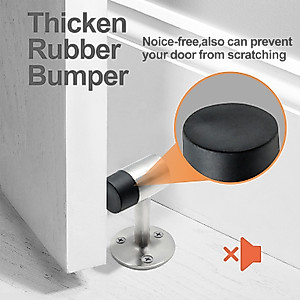 LifCratms 3 Inch Heavy Duty Floor Stop, Zinc Alloy Floor Mount Door Stopper with Rubber Bumper & Mounting Screws (Brushed Nickel, 1PCS)